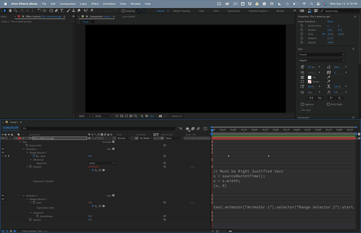 Typewriter effect right to left word per word - Adobe Community - 12061485
