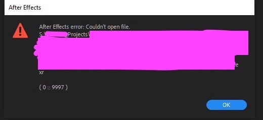 "After Effects error: Couldn't open file." Windows... - Adobe Product Community - 14083561