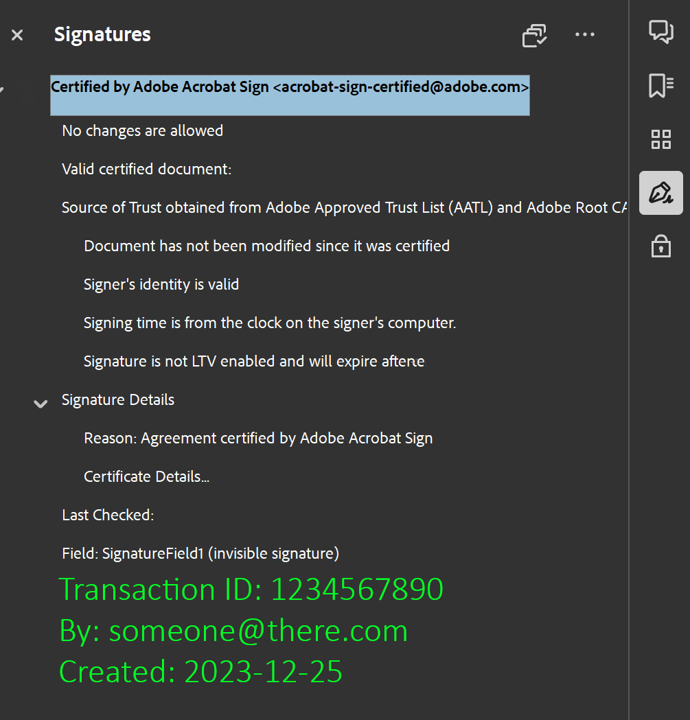 Feature Request: Add Transaction ID to the Signatu... - Adobe Product ...