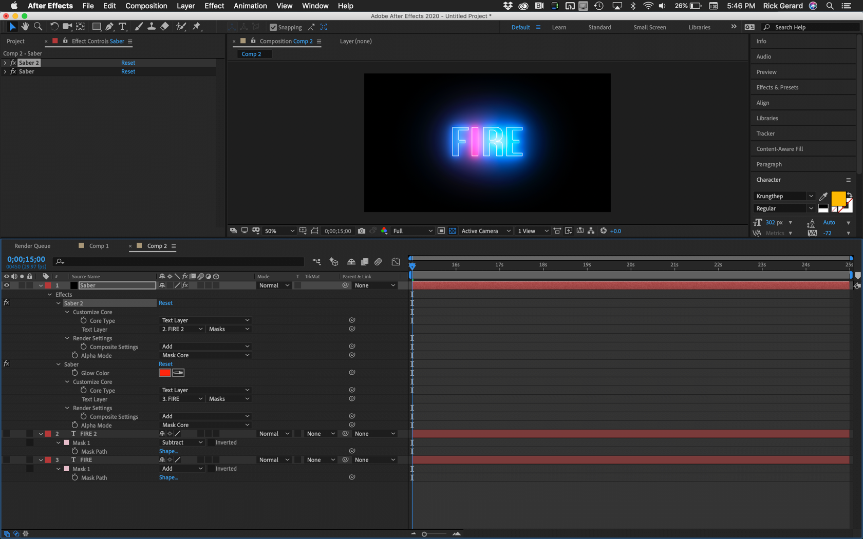 flicker effect with saber - Adobe Product Community - 10937987