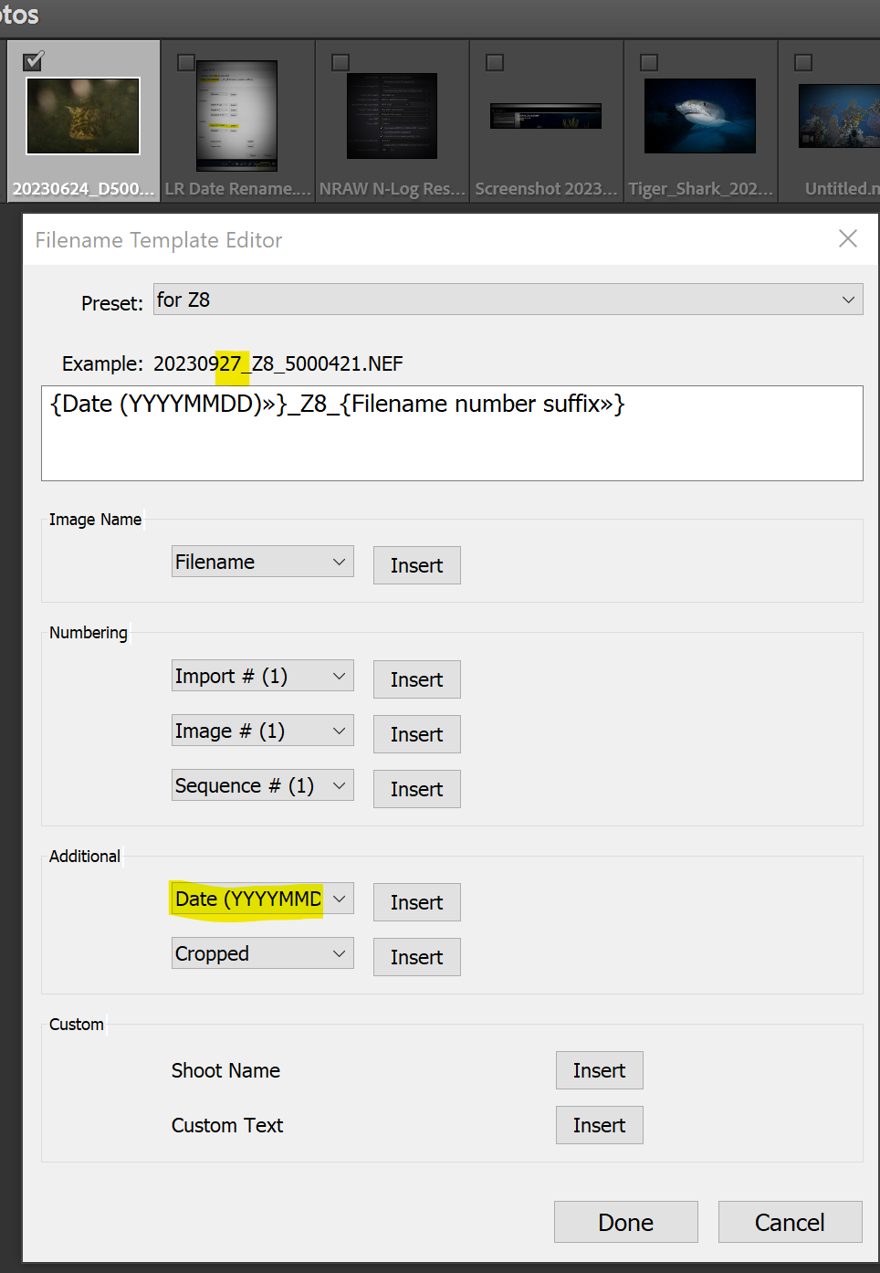 Add "Date Taken" to Import - Rename Files - Filena... - Adobe Product ...