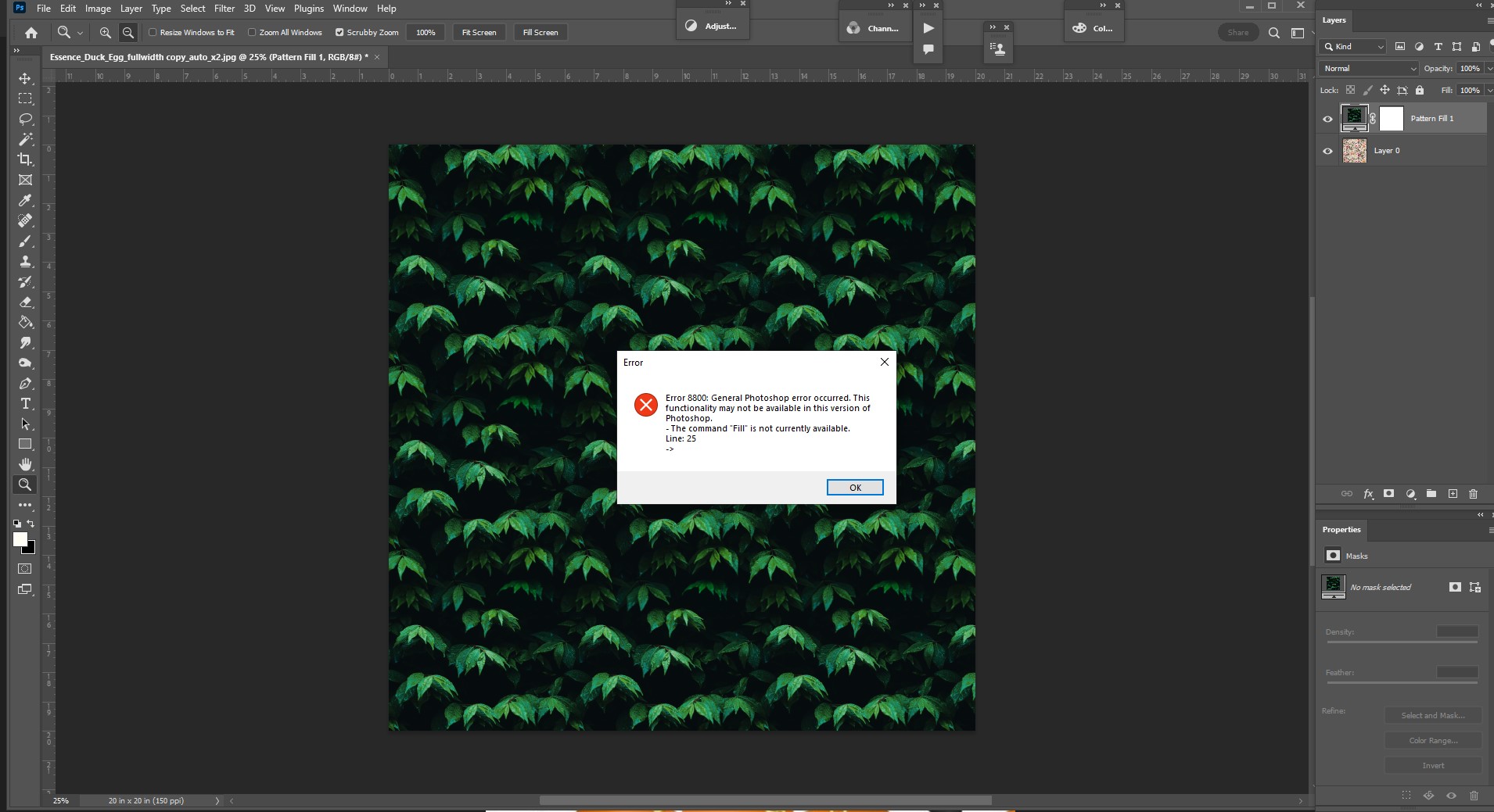 fill with auto creat pattern and fill pattern scri... - Adobe Support ...