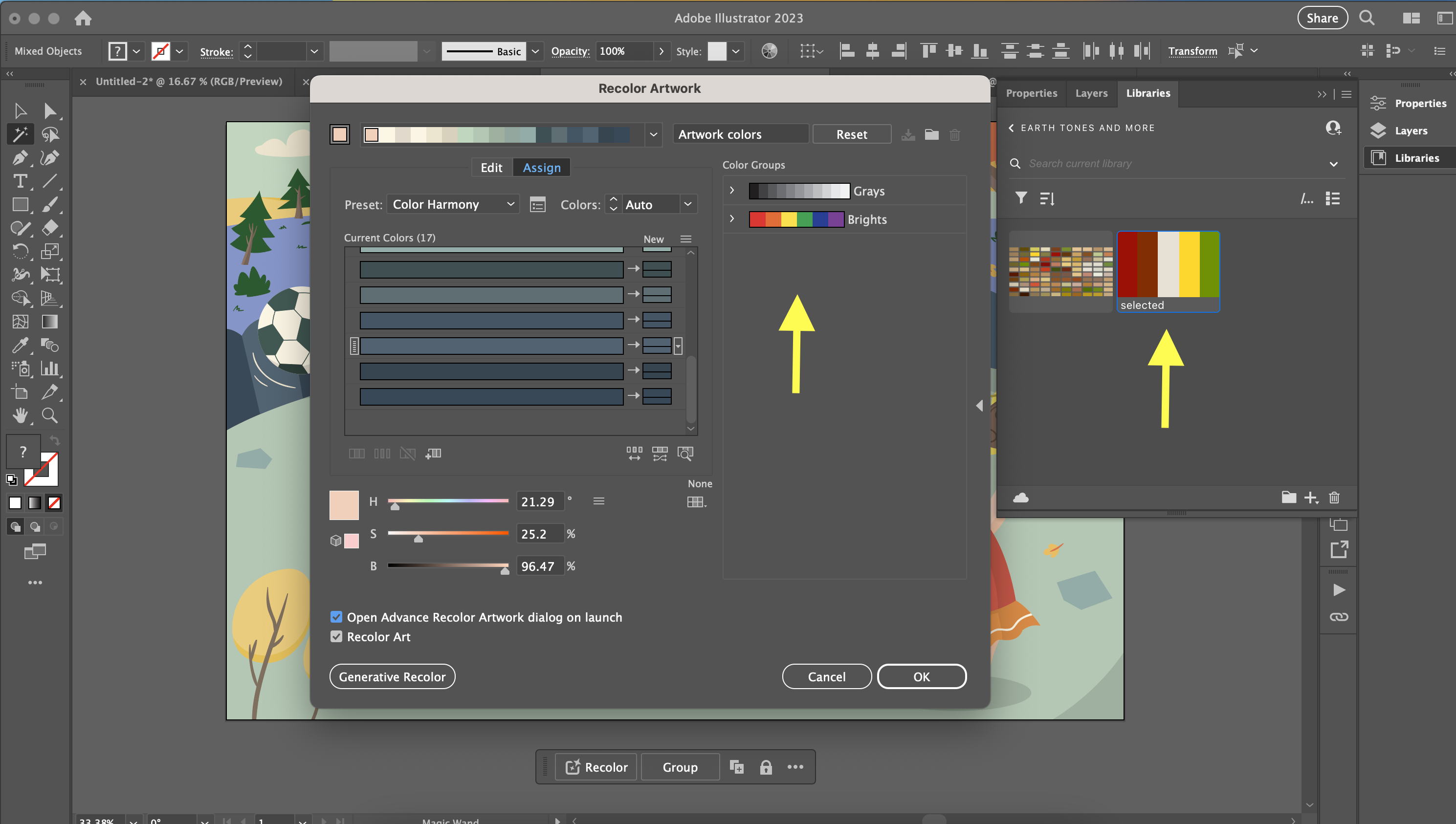 How to load color library swatch set in Recolor Ar... - Adobe Community - 14131328