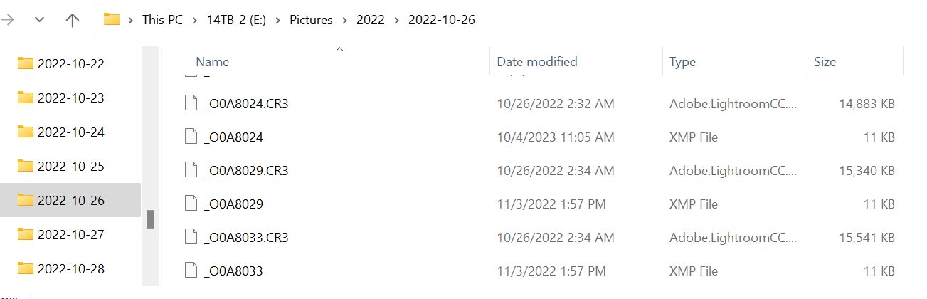 Sidecar files disassociated from image files - Adobe Community - 14133143