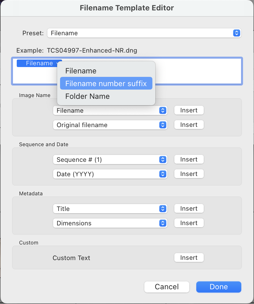 P: A way to alter the naming for Enhanced filename... - Adobe Product ...