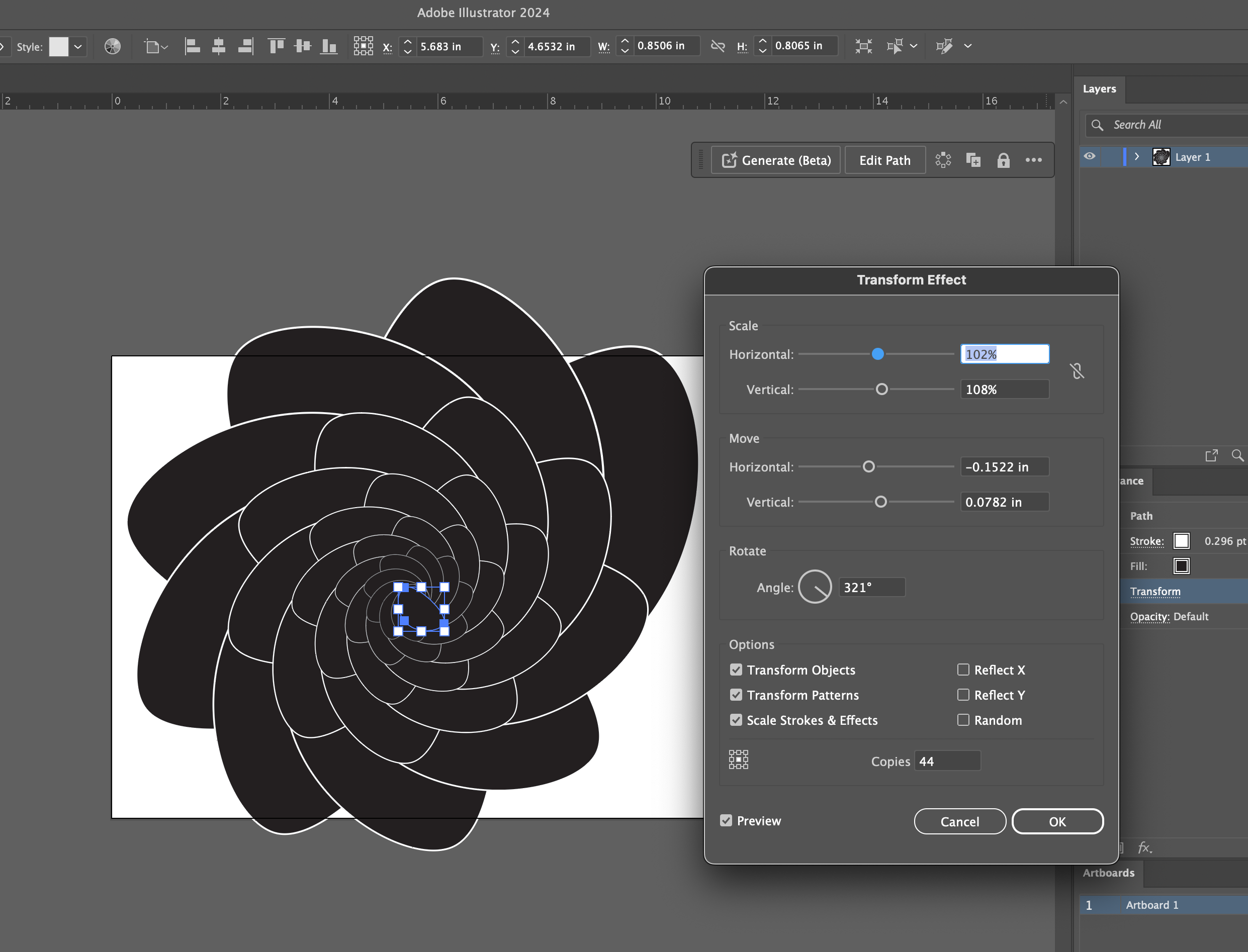 Illustrator Transform Effect - Adobe Community - 14152394