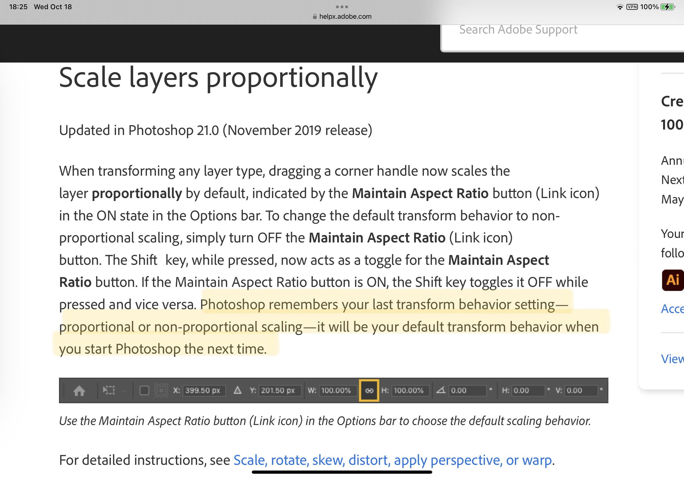 Scale default lock - Adobe Product Community - 14167738