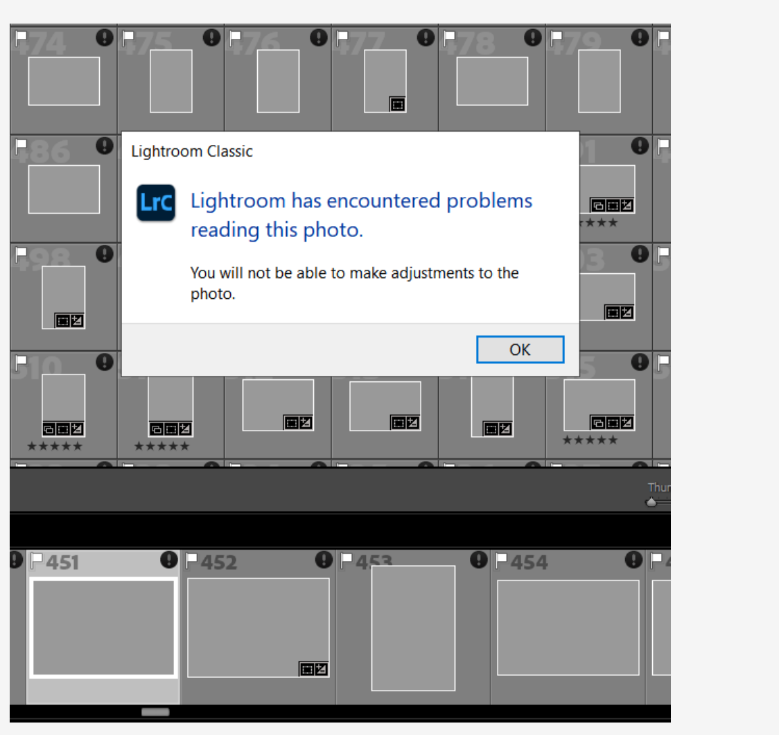 Error and missing photos after opening on Windows ... - Adobe Community ...