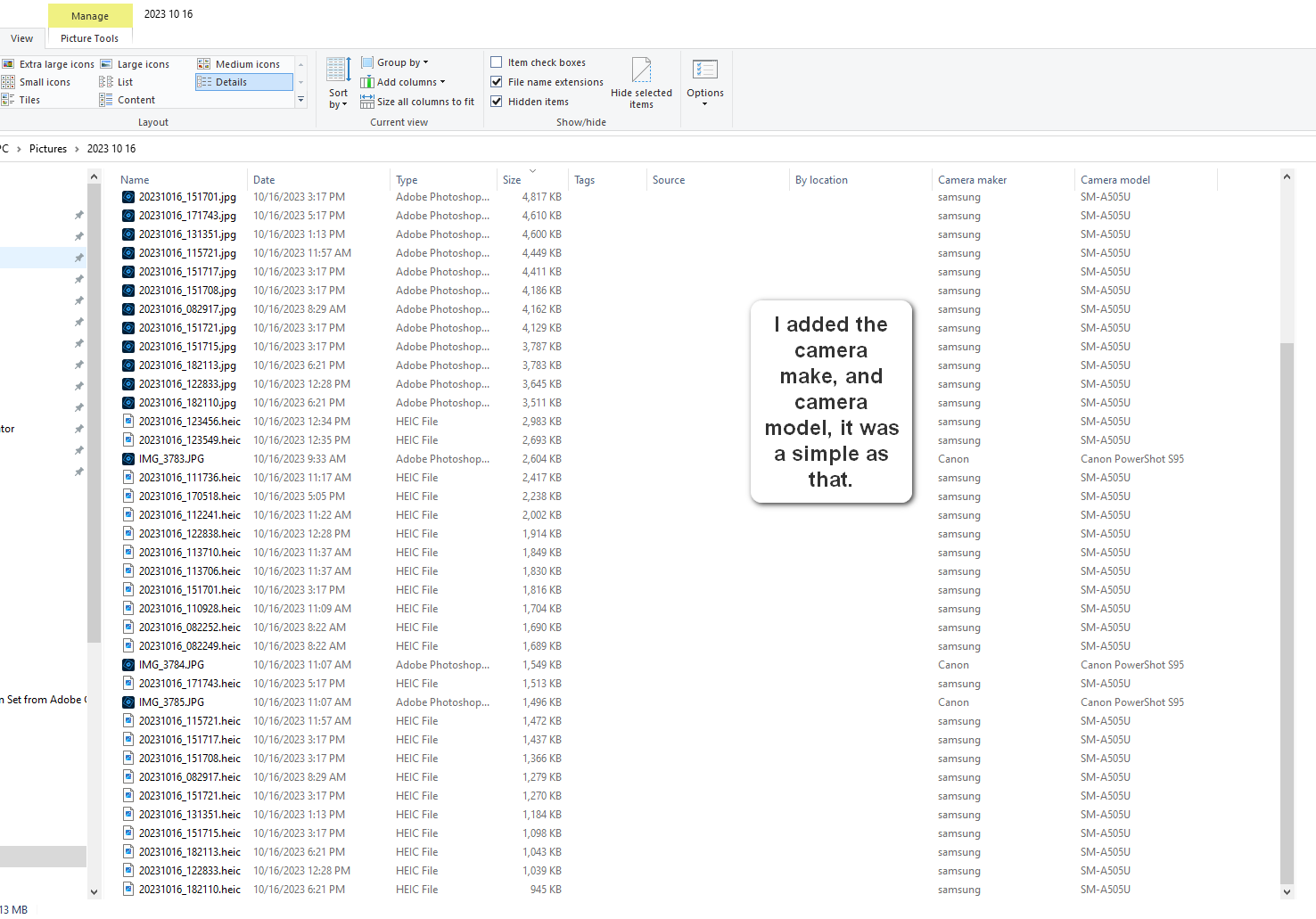Solved: Sorting images by camera type SOLVED---= Read my r... - Adobe Product Community - 14174312