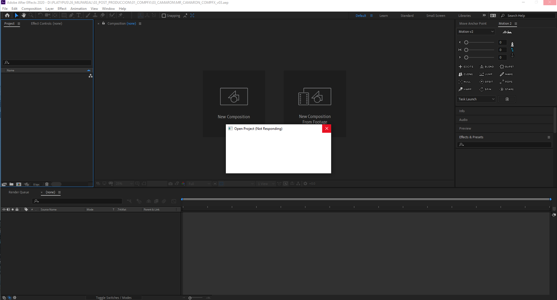 AE project won't open - Adobe Community - 10946533