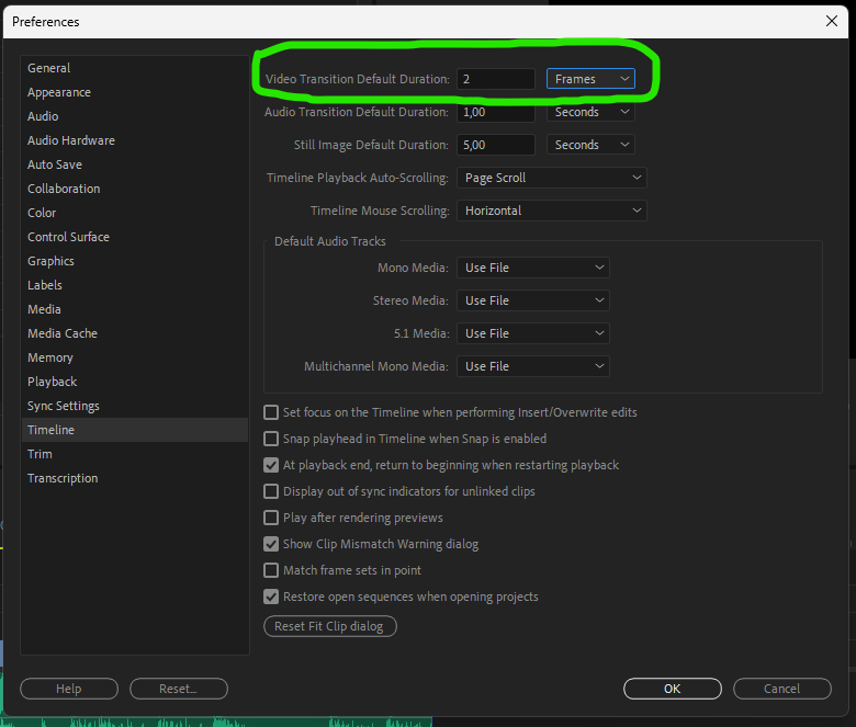 Solved: Automatic add 'Cross Dissolve' with 2 frames - Adobe Product ...