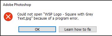 Photoshop giving program error when opening .jpg o... - Adobe Community ...