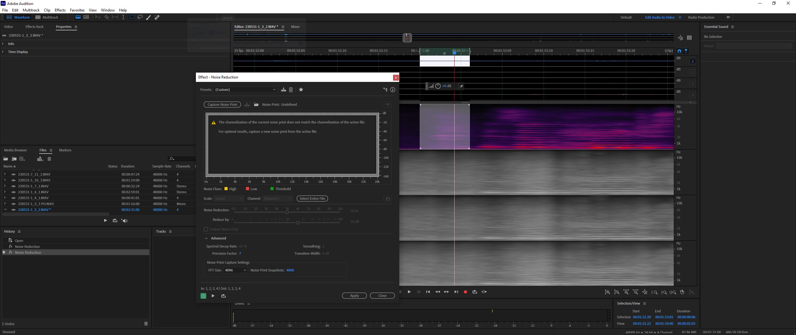 Error when using captured noise print to reduce no... - Adobe Product ...