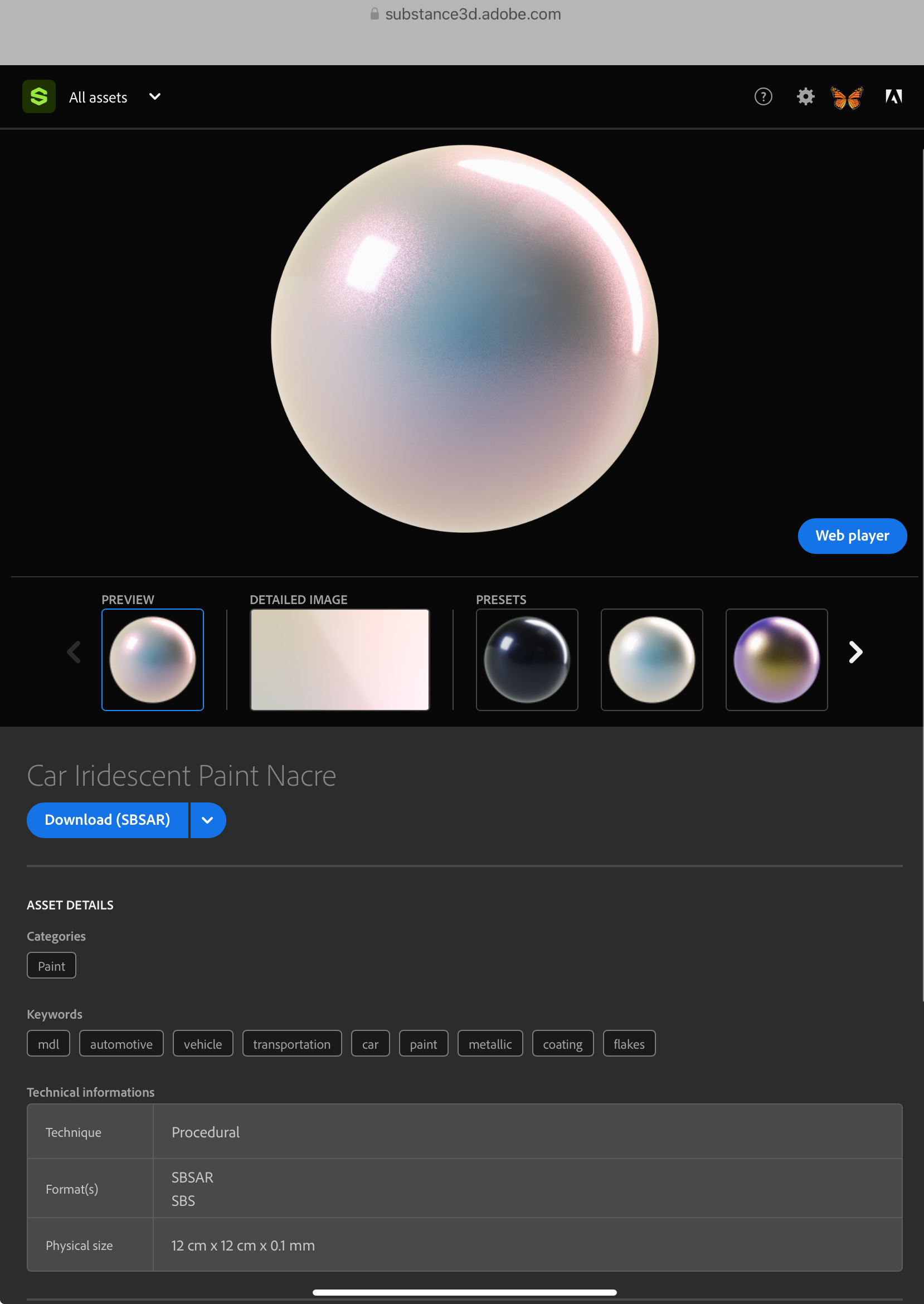 Makes the car Iridescent paint nacre asset come ba... - Adobe Community ...