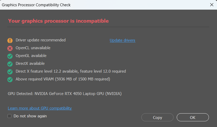 P: Photoshop 25.0 Graphics Processor Compatibility... - Adobe Product ...