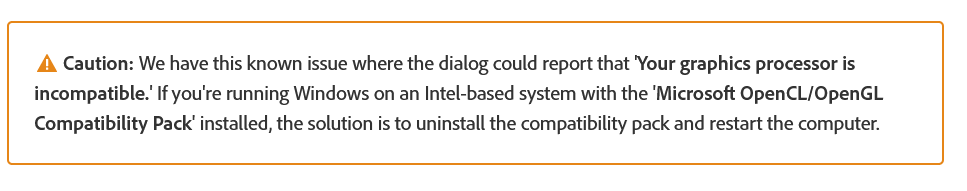 your graphics processor is incompatible message - ... - Adobe Product ...