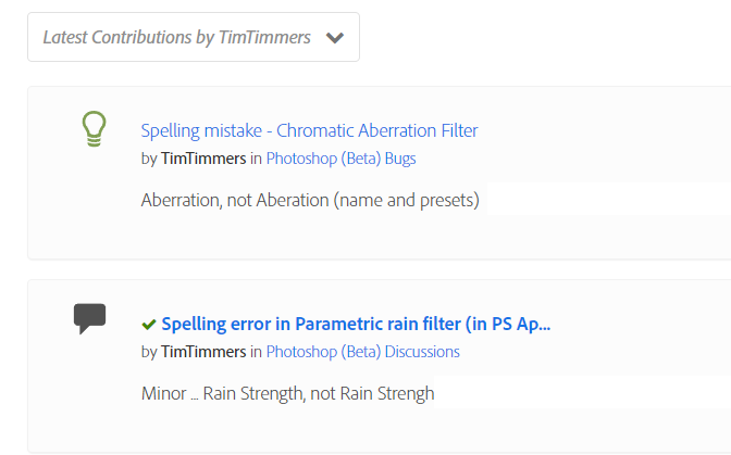 Spelling mistake - Chromatic Aberration Filter - Adobe Community - 14263176