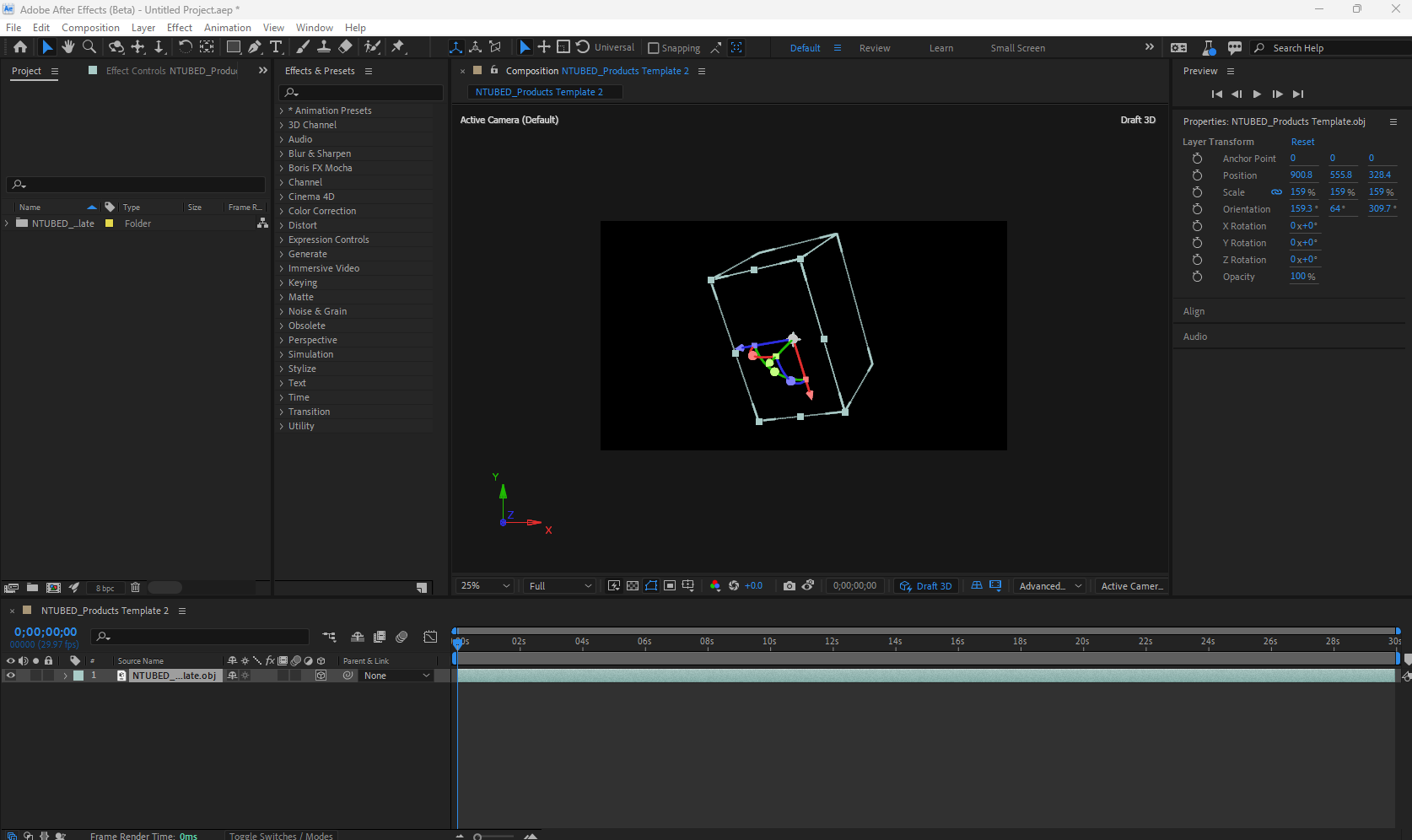 Blank 3D objects in After Effects beta. - Adobe Community - 14266044