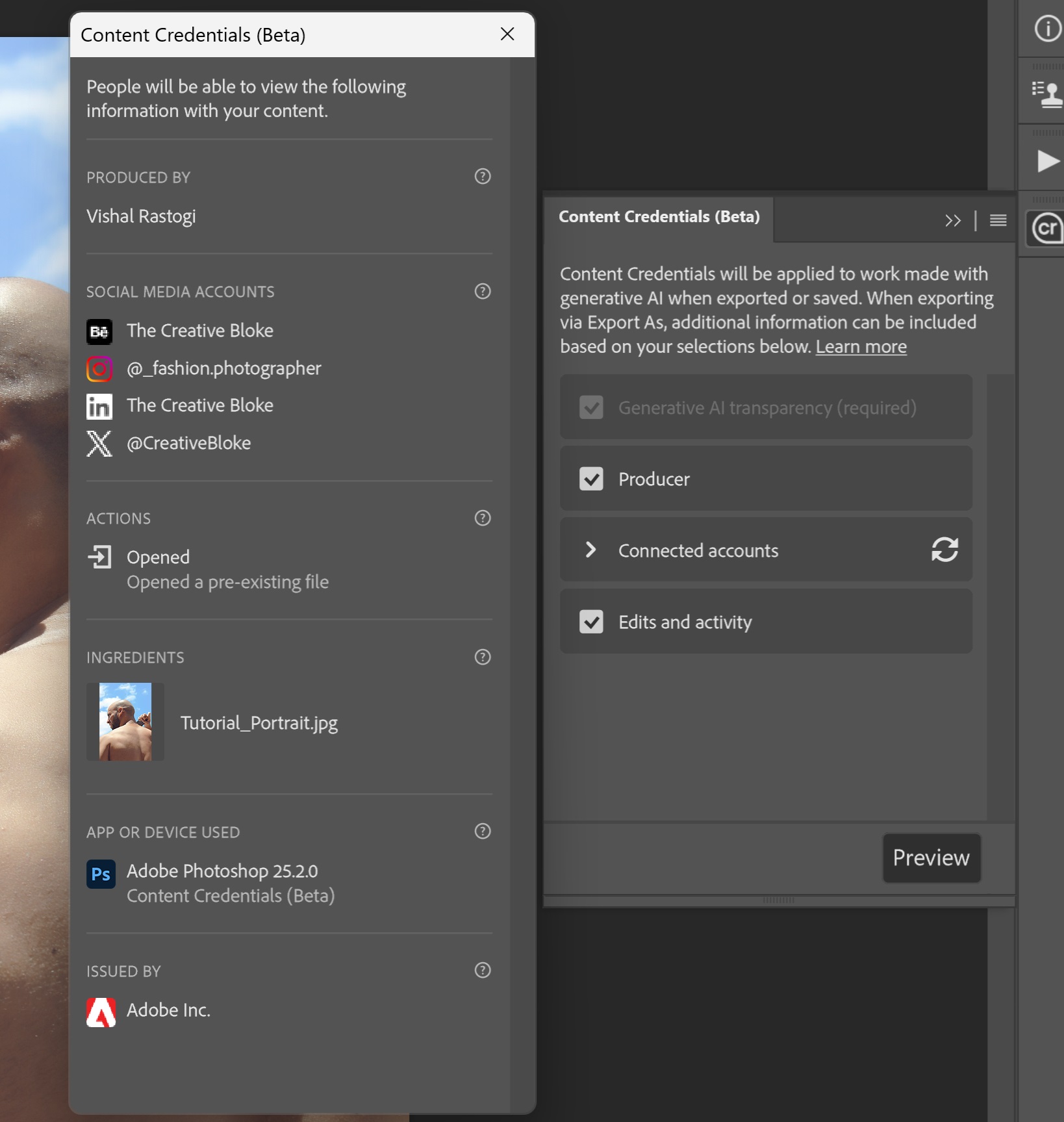 Photoshop v25.2 and Content Credentials - Adobe Product Community ...