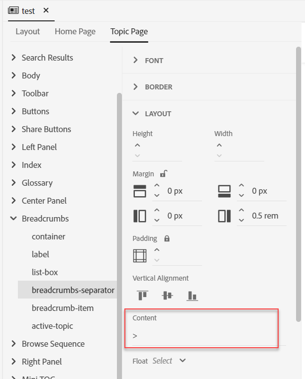 Breadcrumb separator customization in UI for frame... - Adobe Community - 14286420