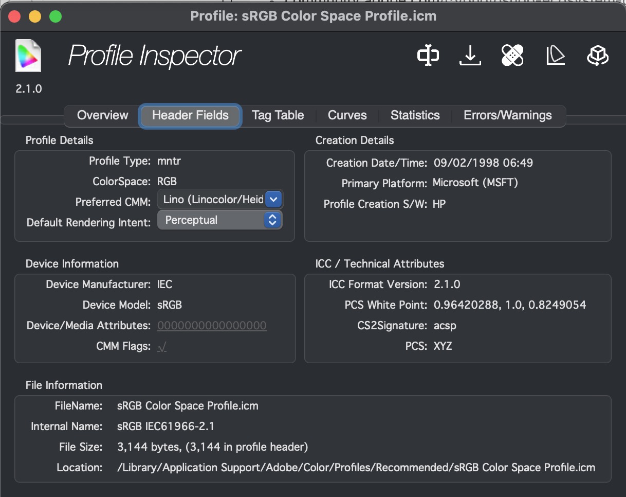 Solved: sRGB IEC61966-2.1 Color Profile and Photoshop 24 2... - Adobe ...