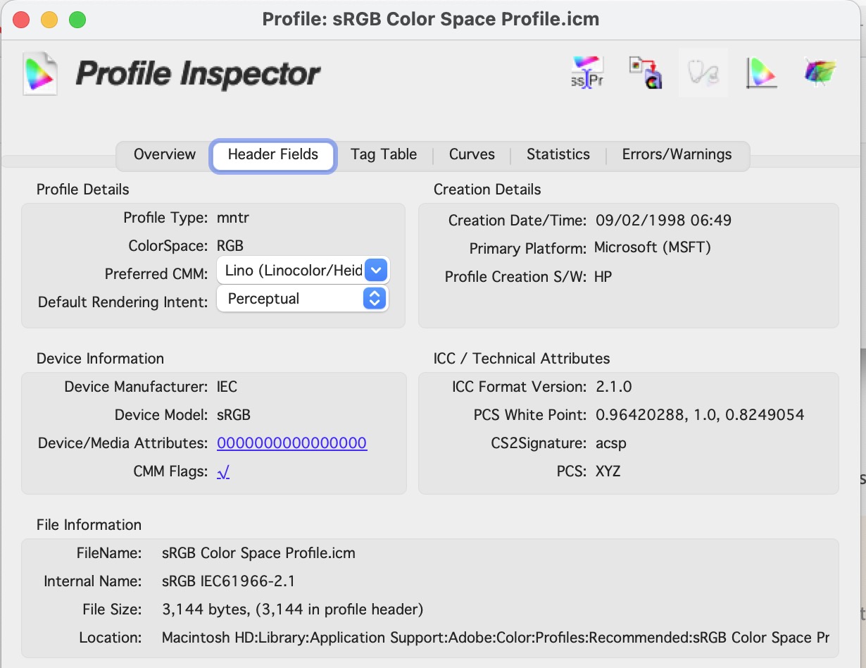 Solved: sRGB IEC61966-2.1 Color Profile and Photoshop 24 2... - Adobe ...