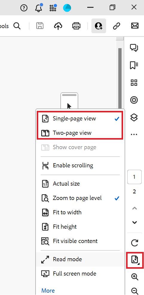 Re: How to pin double page / single page view in t... - Adobe Product Community - 14331576