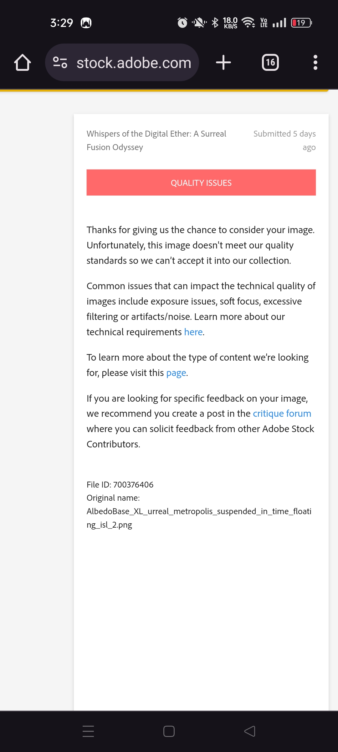 Rejected due to quality issues - Adobe Community - 14333434