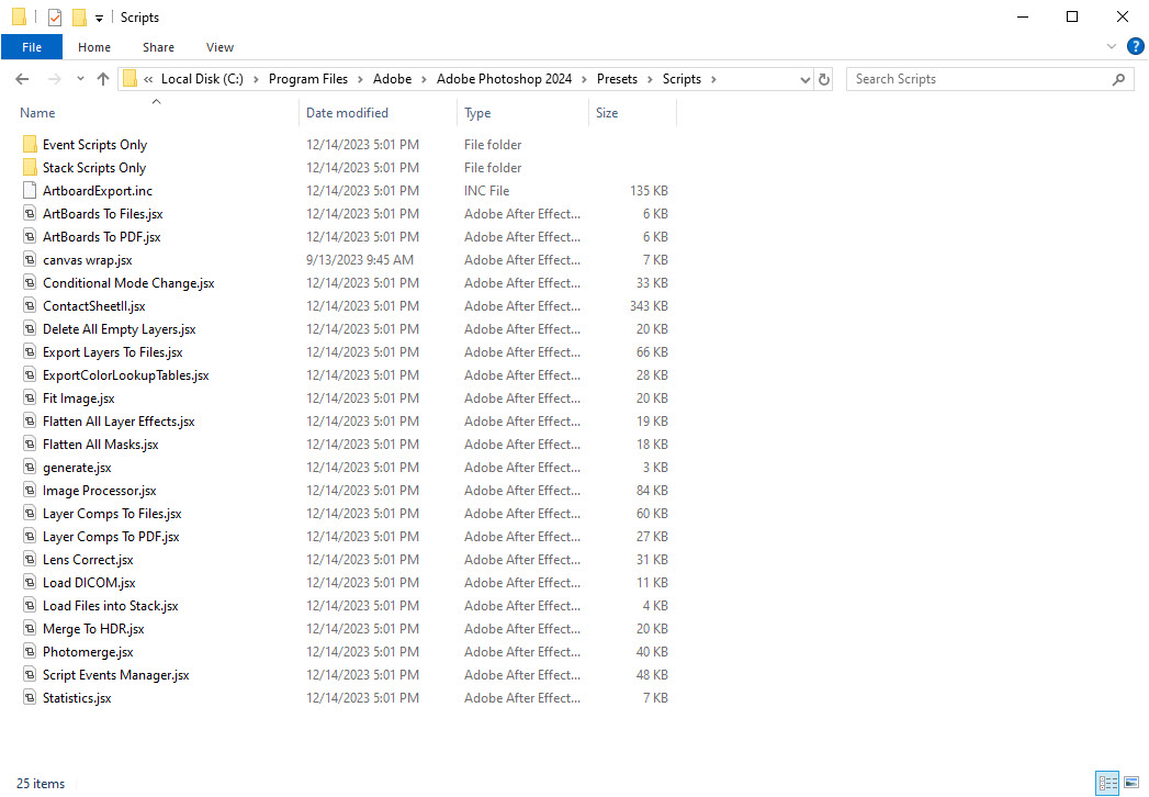 Photoshop 2024 presets/scripts missing, where do s... - Adobe Product Community - 14344644