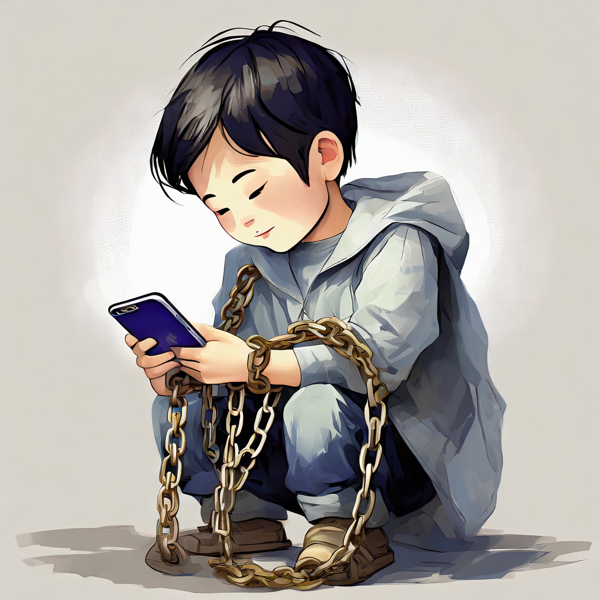 Chains binding a child looking at a smartphone scr... - Adobe Community ...