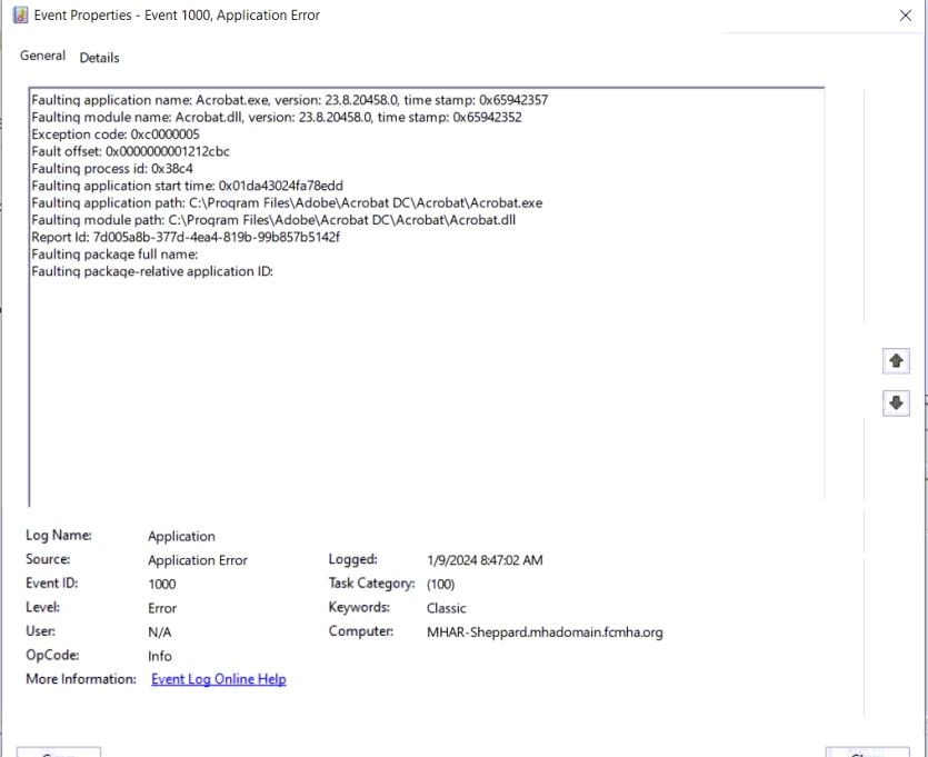 Re: Adobe reader crashes when clicking on fillable... - Adobe Product Community - 14349110