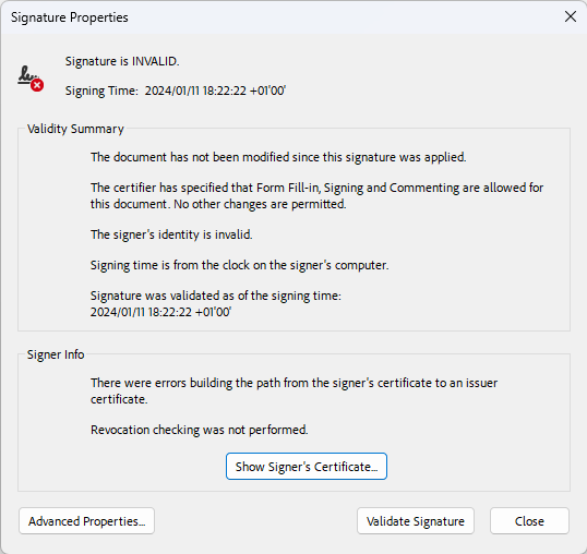 Re: Error during signature verification. Signat... - Adobe Product Community - 8275896