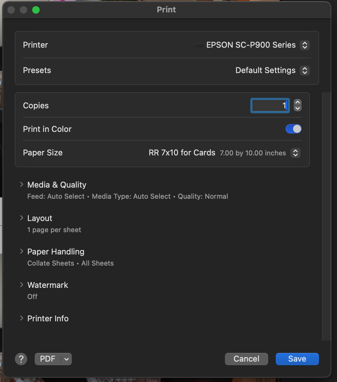 Solved: Advanced Print Settings Dialog for Epson P900 Goes... - Adobe ...