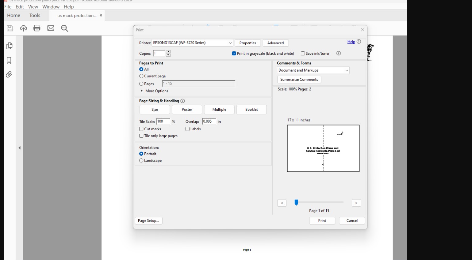 Adobe Acrobat standard printing and print image in... - Adobe Product ...