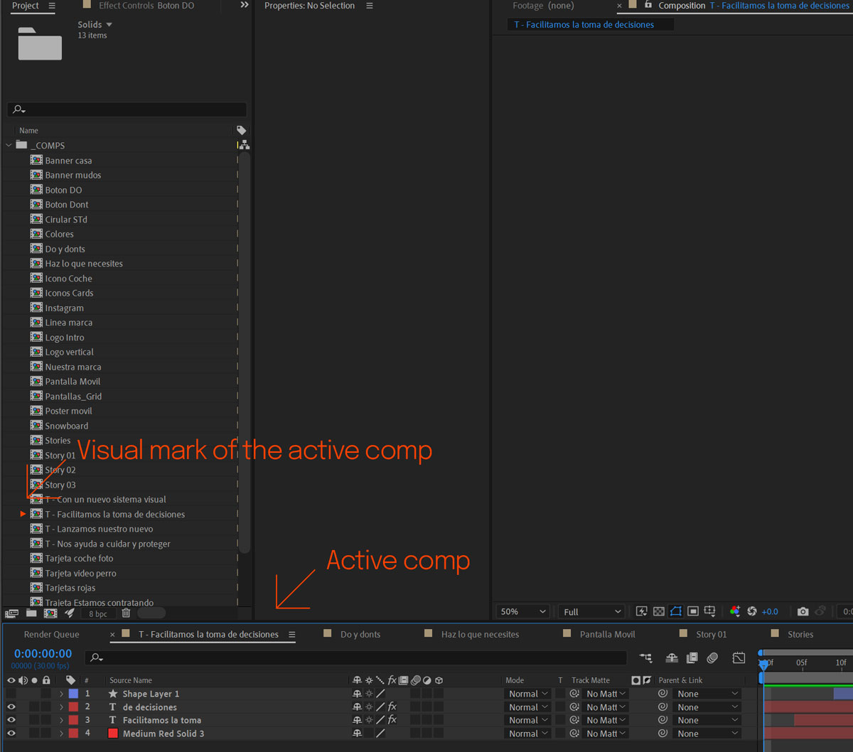 Highlight active composition in the project panel - Adobe Community - 14373601