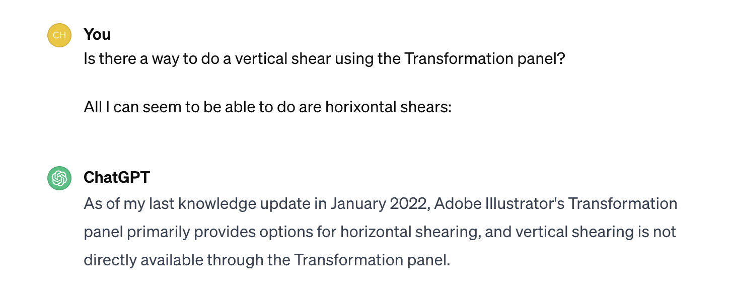 Vertical shear using Transformation panel? - Adobe Community - 14374627