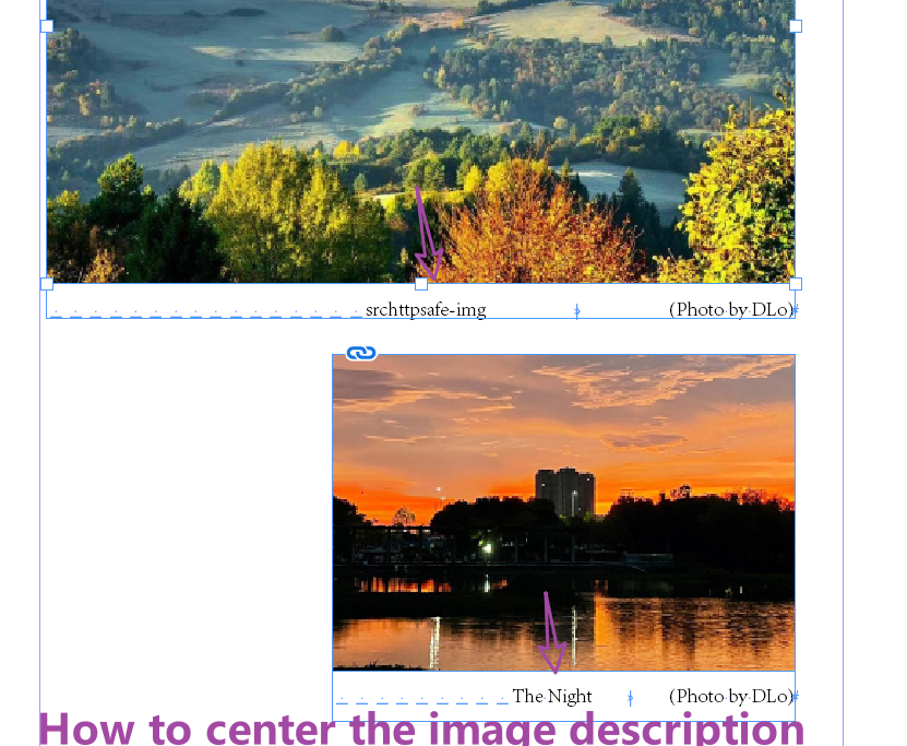 Solved: How to center the caption of a picture with a phot... - Adobe Product Community - 14379058