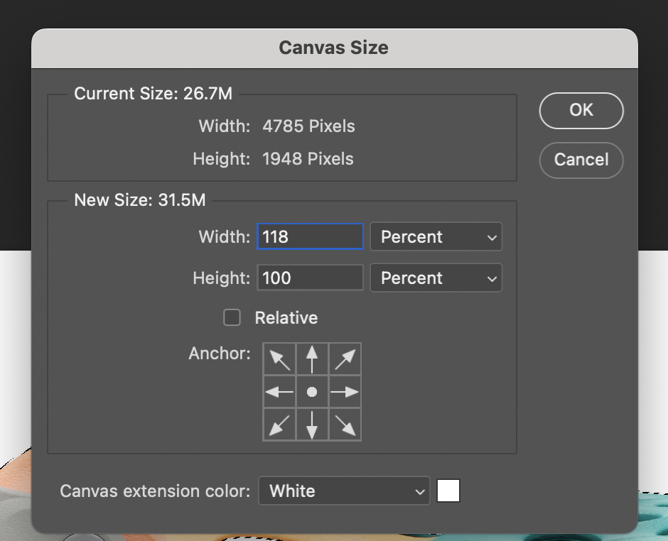 Canvas expansion incorrect, percentages don't matc... - Adobe Community - 14381866