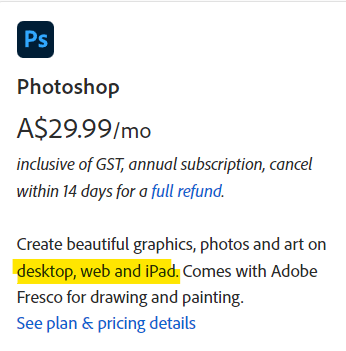 Photoshop subscription only works on iPad not desk... - Adobe Community ...