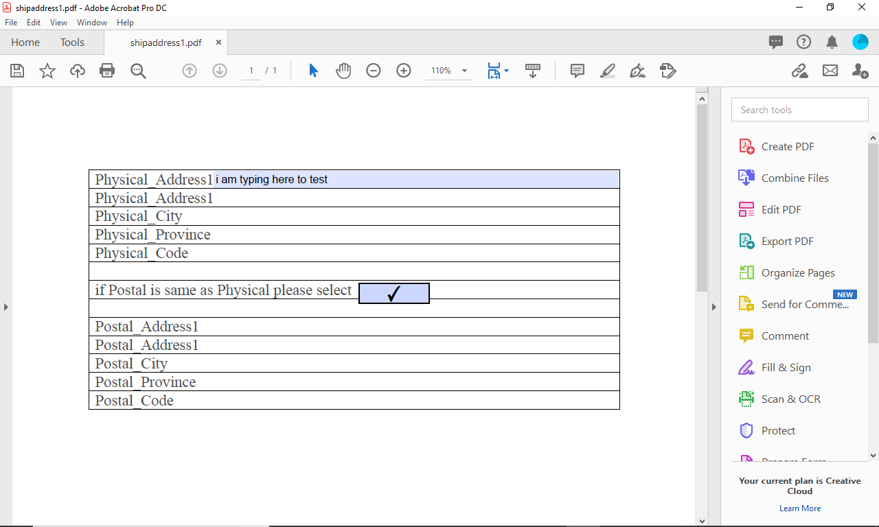 Auto Populate Physical to Postal Address with a ch... - Adobe Community ...