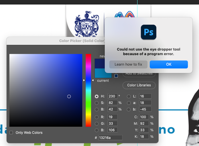 Photoshop 25.4.0 Color picker "Could not use the e... - Adobe Product ...