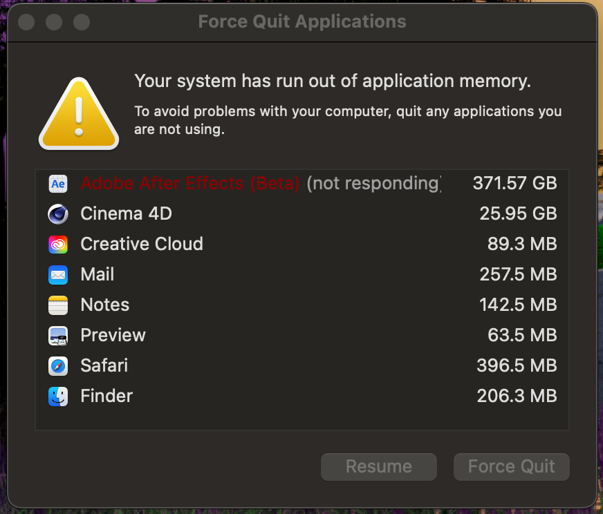 After Effects low memory warning 24.1! - Adobe Product Community - 14387117