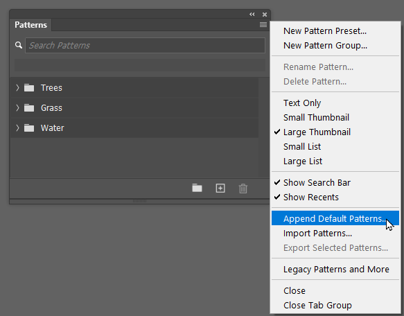 How to make a duplicate of a pattern preset? - Adobe Community - 14419178