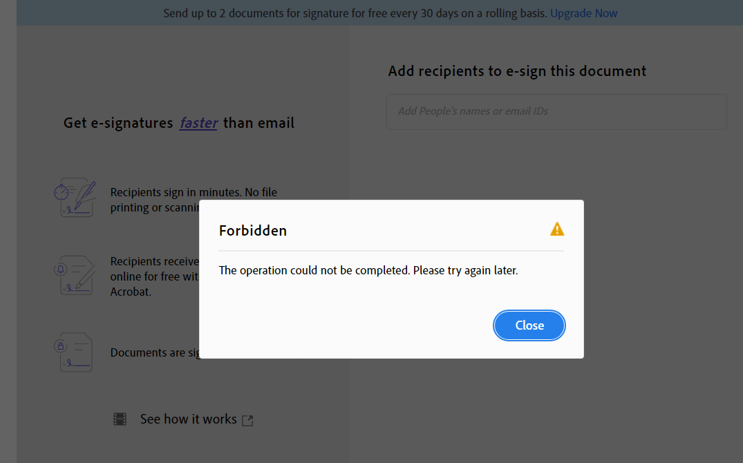 Solved: Re: Send for Signature Error Message: Could not Se... - Adobe ...