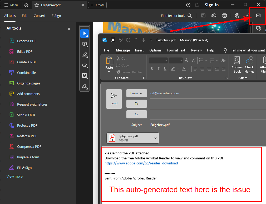 Adobe Acrobat Reader - Send by email now puts an a... - Adobe Product ...