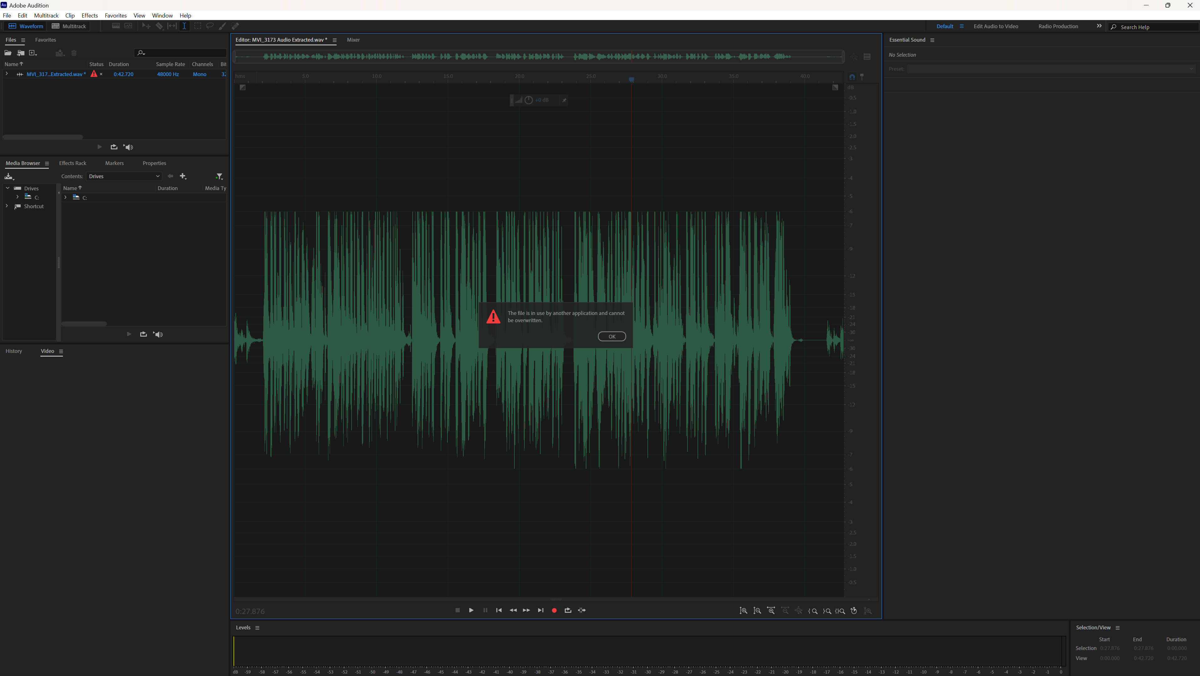 Audition Error - Adobe Community - 14439040