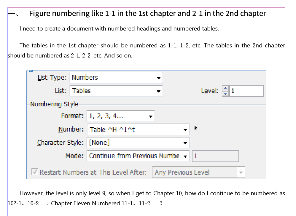 Figure numbering like 1-1 in the 1st chapter and 2... - Adobe Community ...