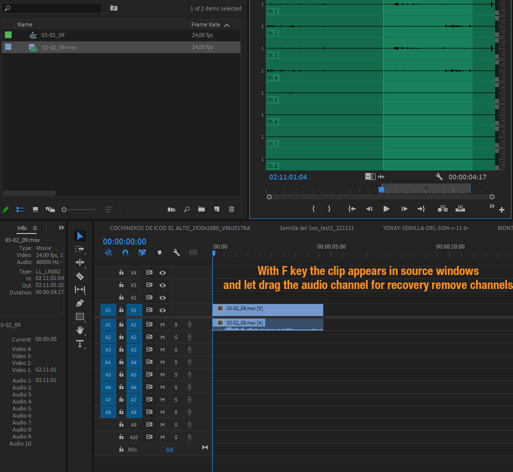 How to copy audio tracks from the source window to... - Adobe Product ...
