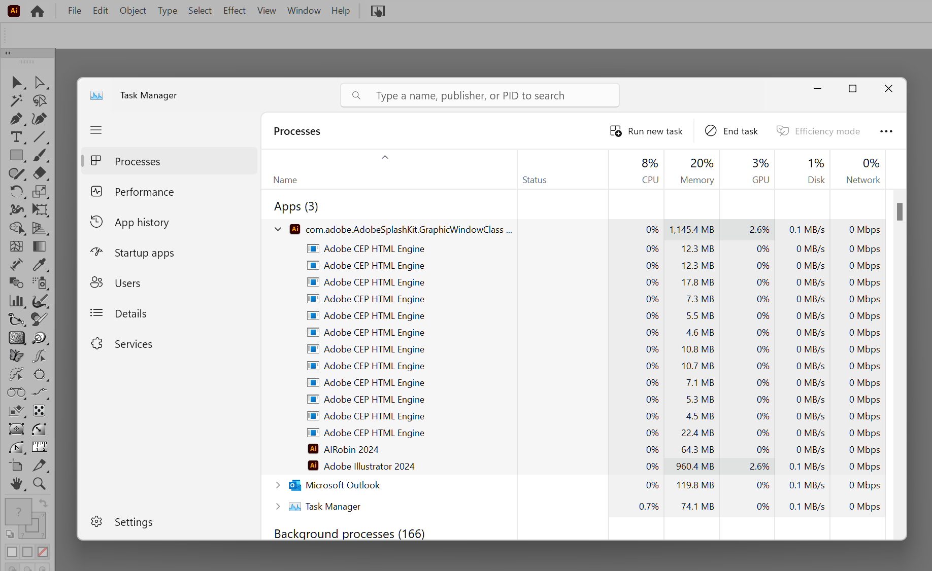Illustrator not showing in Task Manager - Adobe Product Community - 14466352