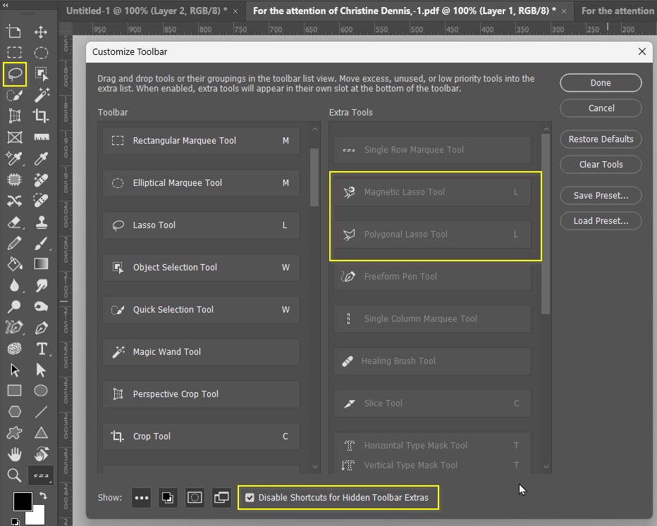Solved: I want to remove Magnetic Lasso Tool from shortcut... - Adobe ...
